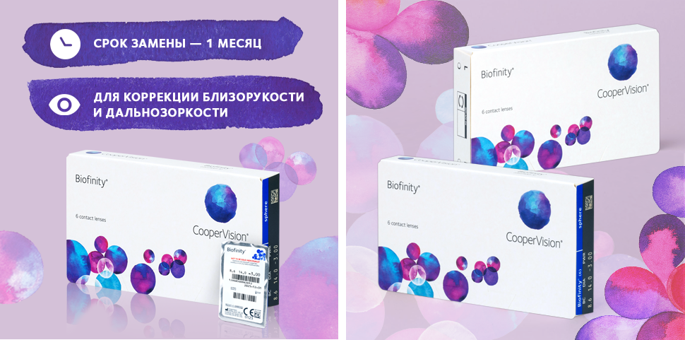 Контактные линзы на месяц Biofinity (6 шт.) купить в Екатеринбурге по ...
